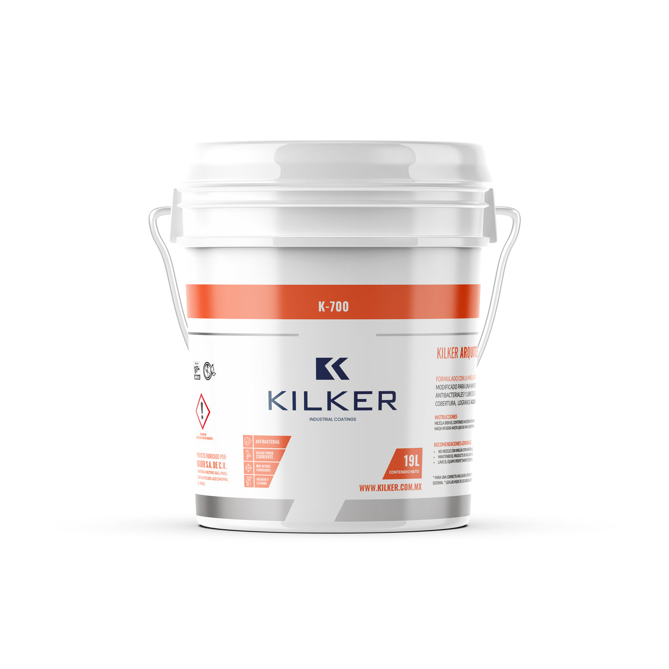 Pintura vinil-acrílica anti bacterial K-700 19lts – KILKER